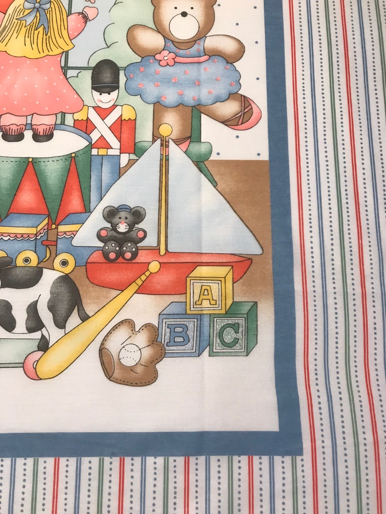 Vintage Child’s / Baby Blanket Fabric Panel, Children Looking in Window ...