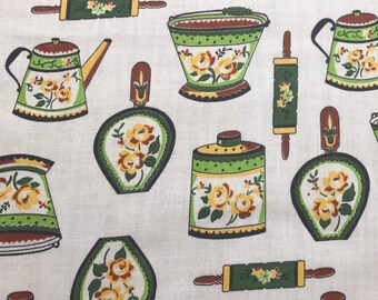 Retro Kitchen Fabric | Etsy