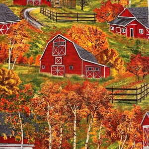 Fall Time Farmland /barns Quilt Fabric Panel by Timeless Treasures ...