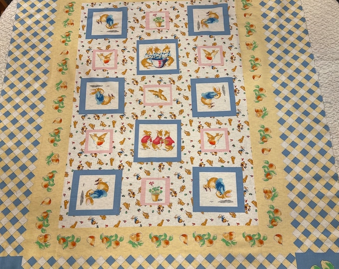 Vintage Beatrix Potter PETER RABBIT Cotton Fabric Panel, 35” X 42”, to ...