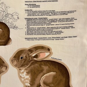 Vintage Cut and Sew Bunny / Rabbit Fabric Panel by VIP keepsake Crafts ...