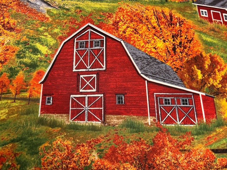 Fall Time Farmland /barns Quilt Fabric Panel by Timeless Treasures ...