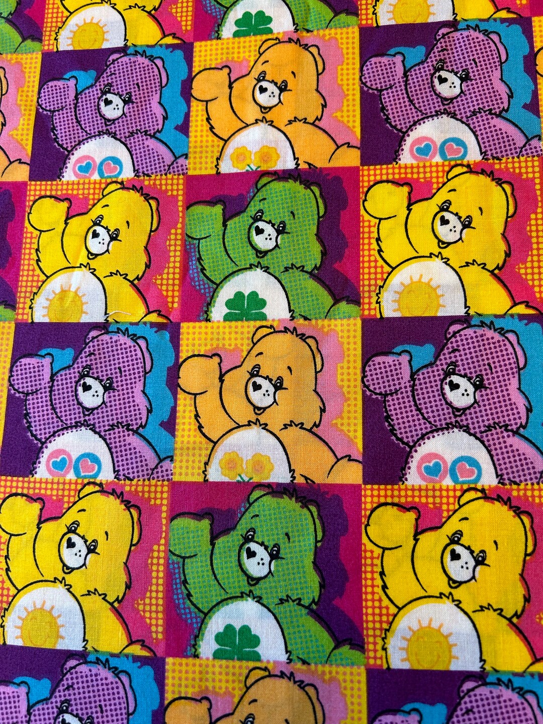 Care Bears Fabric, Colorful Care Bear Designs in Squares to Sew or ...