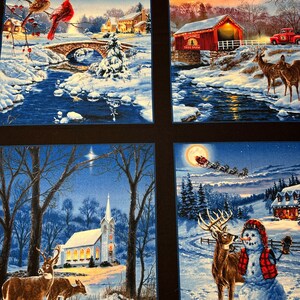 Christmas Cotton Fabric Panel Darrell Bush for Elizabeth Studio 8904 ...