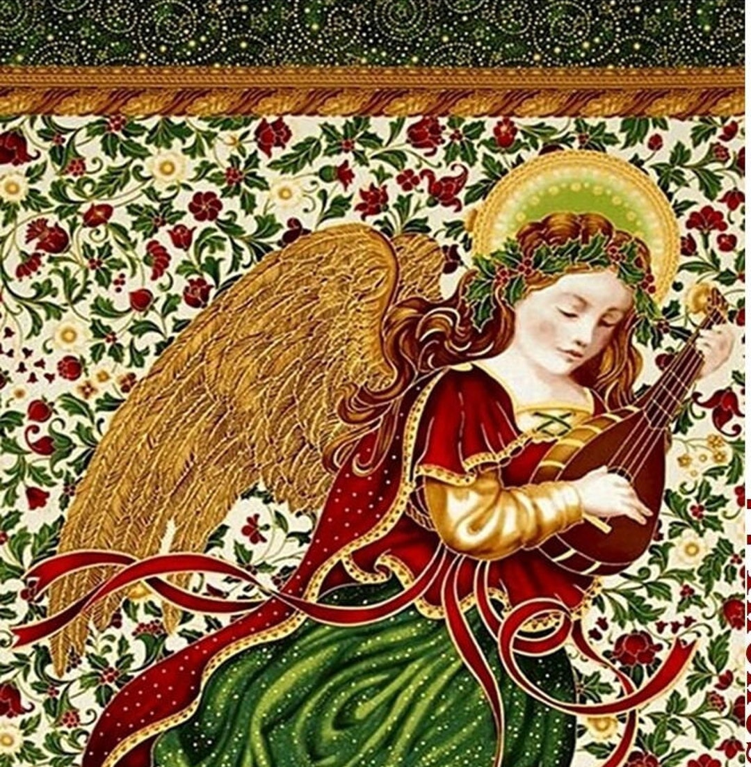 Robert Kaufman Holiday Flourish Angel Panel 24" X 42" Cotton Fabric ...