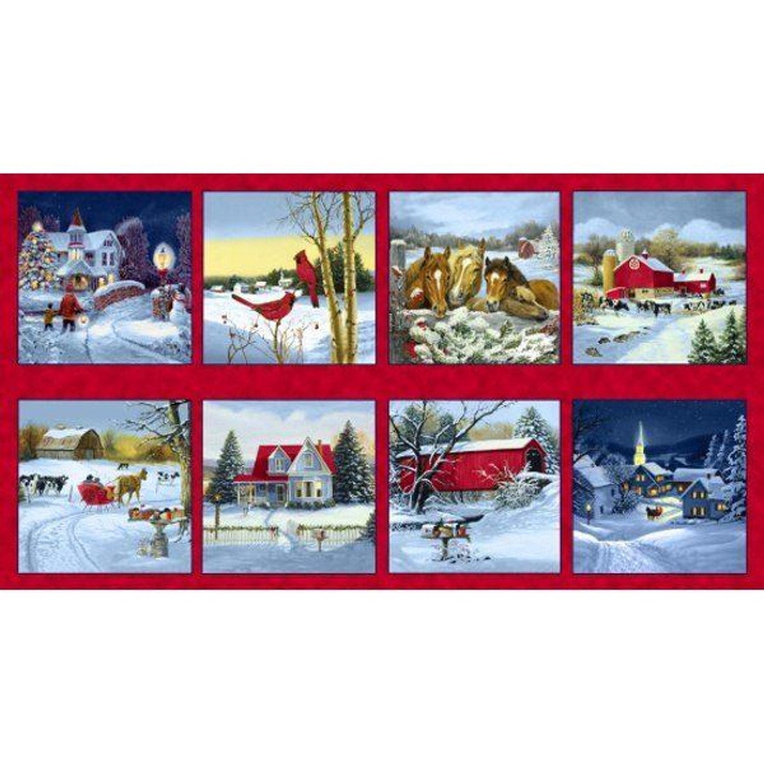 Winter Scene, Christmas Cotton Fabric Panel, let It Snow by Blank ...