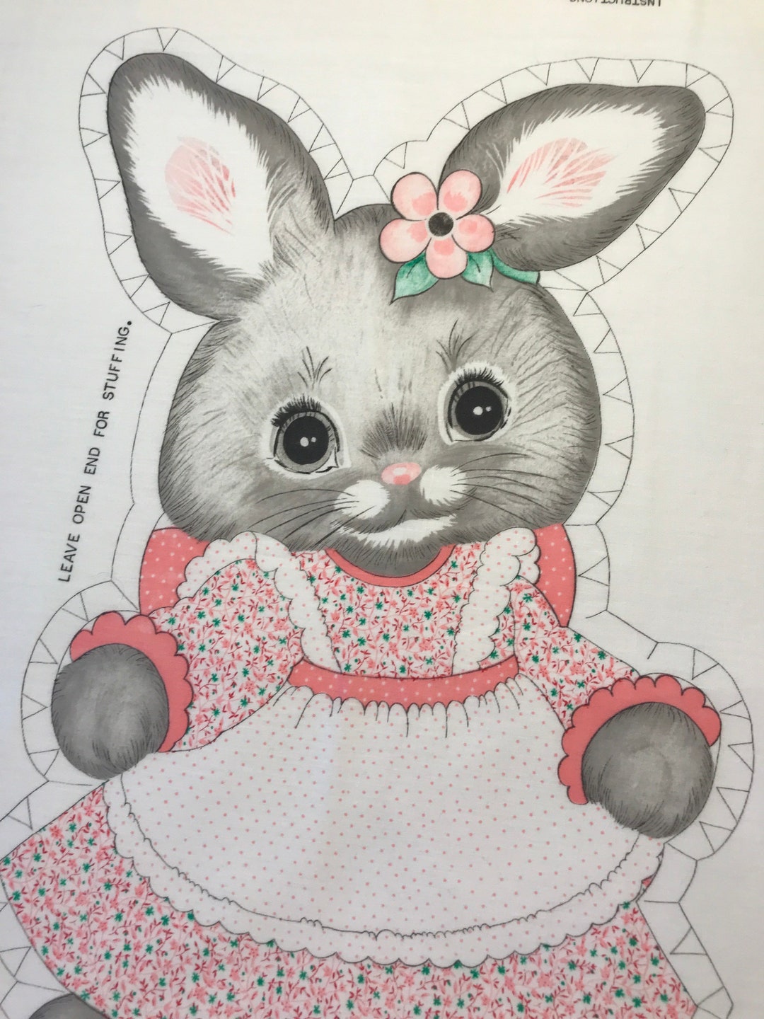 Vintage Cut and Sew Bunny / Rabbit Fabric Panel, 20" Tall, Cut and Sew ...