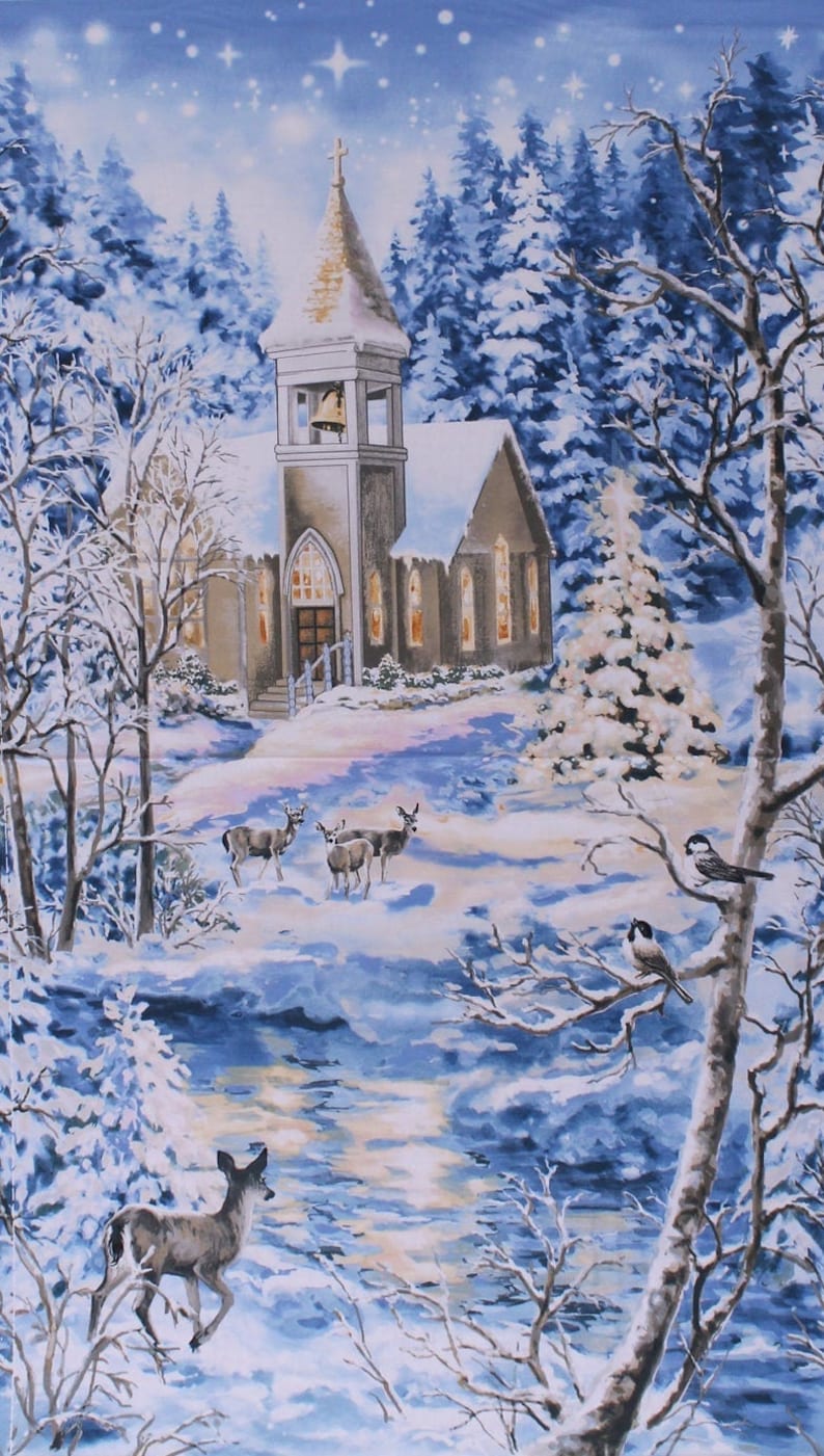 Fabric Panel Timeless Treasures winter Blessing | Etsy