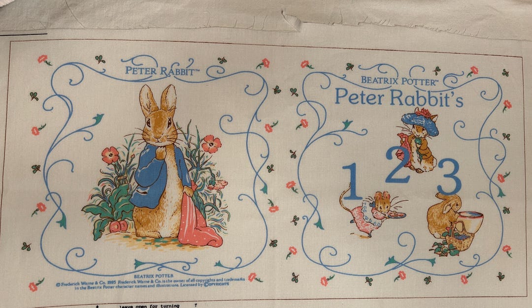 Beatrix Potter's Peter Rabbit Fabric Book Panel, Counting, Cut and Sew ...
