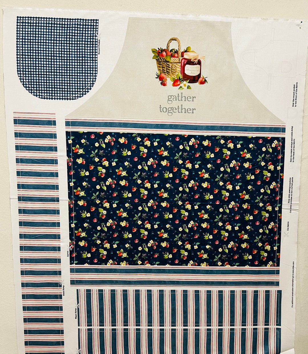 Apron Fabric Panel, Country Market Fabric Panel "homemade Happiness" by ...