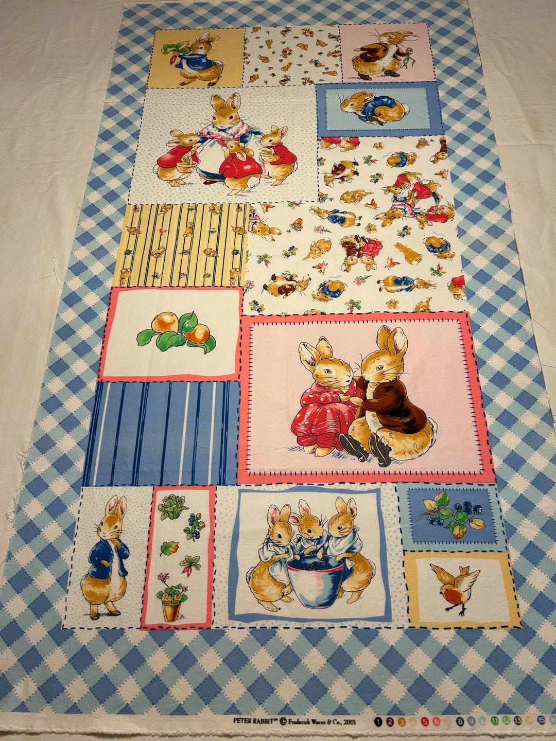 Vintage Beatrix Potter PETER RABBIT Cotton Fabric Panel, 22.5” X 40.5 ...