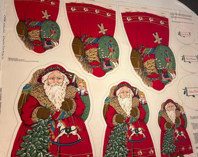 FATHER CHRISTMAS Standing Soft Sculpture Cut & Sew Doll / Pillow Fabric ...