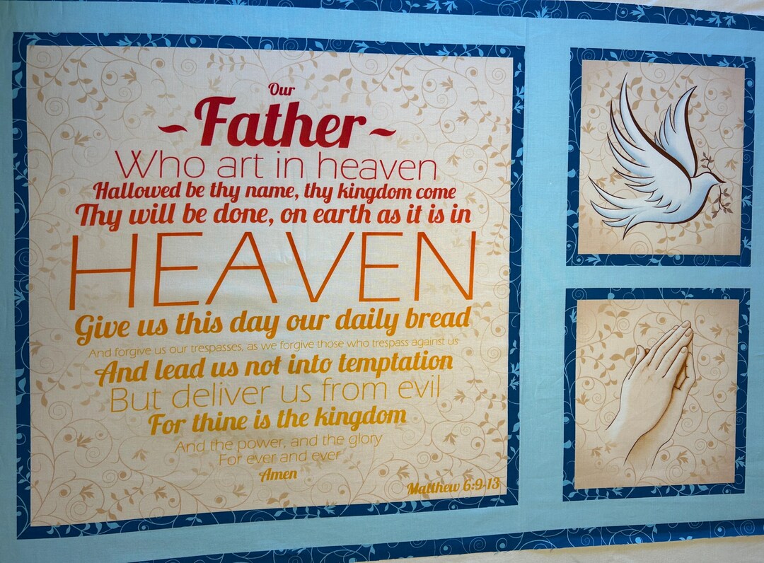 Cotton Fabric Panel, "the Lord's Prayer", Studio 8 for Quilting ...