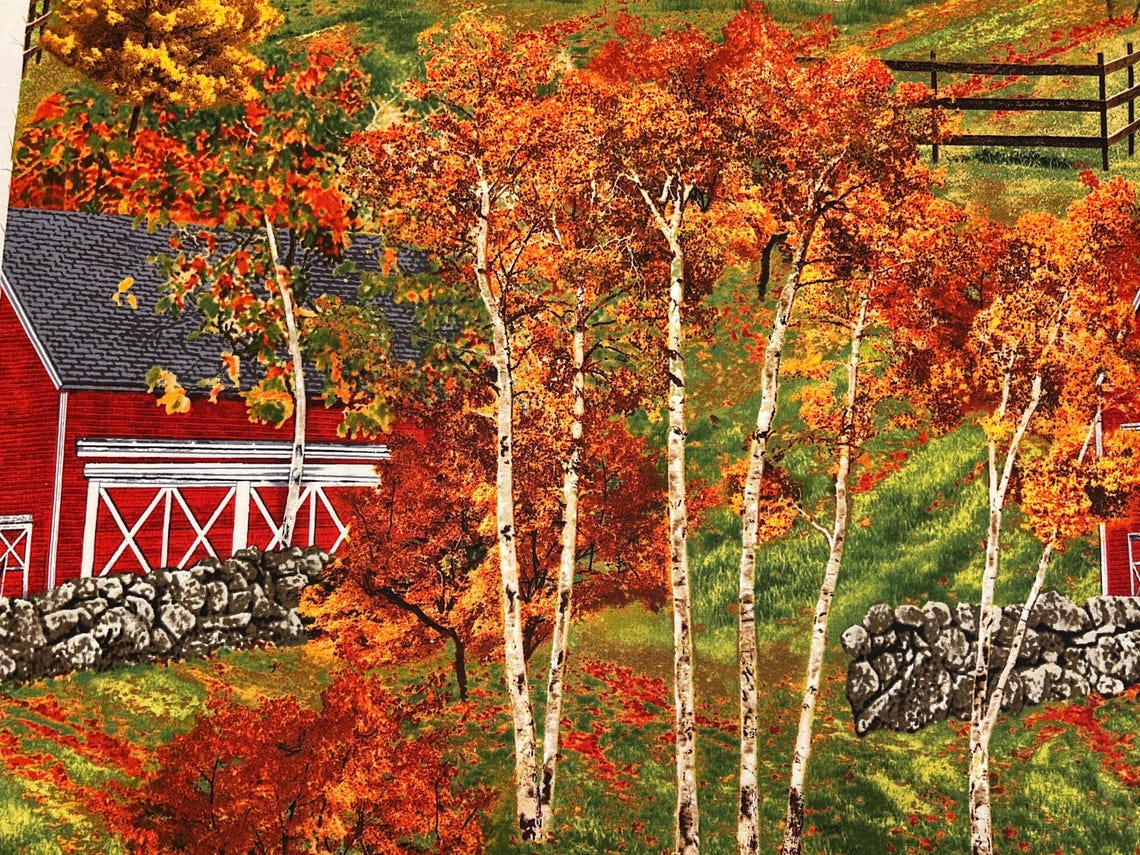 Fall Time Farmland /barns Quilt Fabric Panel by Timeless Treasures ...