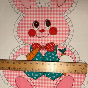 Vintage Cut and Sew Bunny / Rabbit Fabric Panel, 20" Tall, Cut and Sew ...