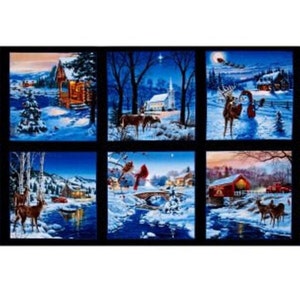 Christmas Cotton Fabric Panel Darrell Bush for Elizabeth Studio 8904 ...