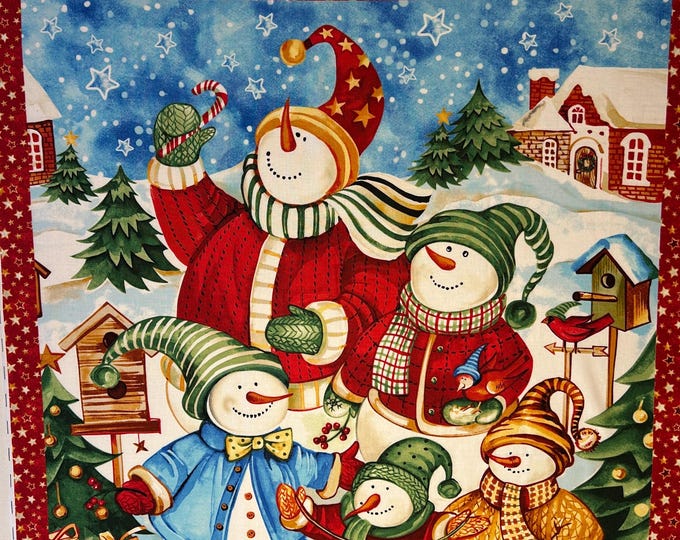 Snowman Fabric Panel, "winter Magic", by Deborah Edwards, Northcott ...