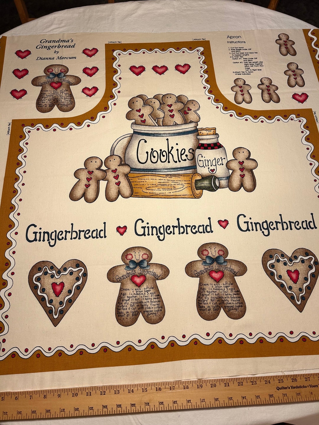 GRANDMA'S GINGERBREAD APRON Vintage Fabric Panel by Dianna - Etsy