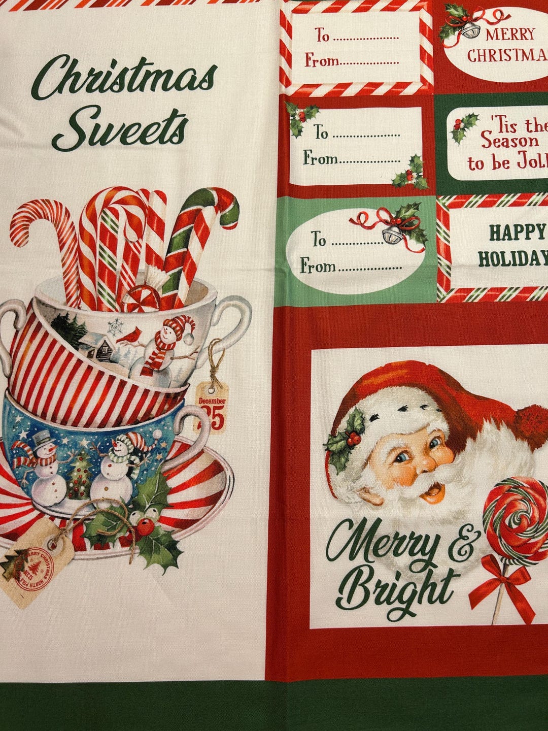 PEPPERMINT CANDY Christmas Cotton Fabric Panel by Northcott Fabrics ...