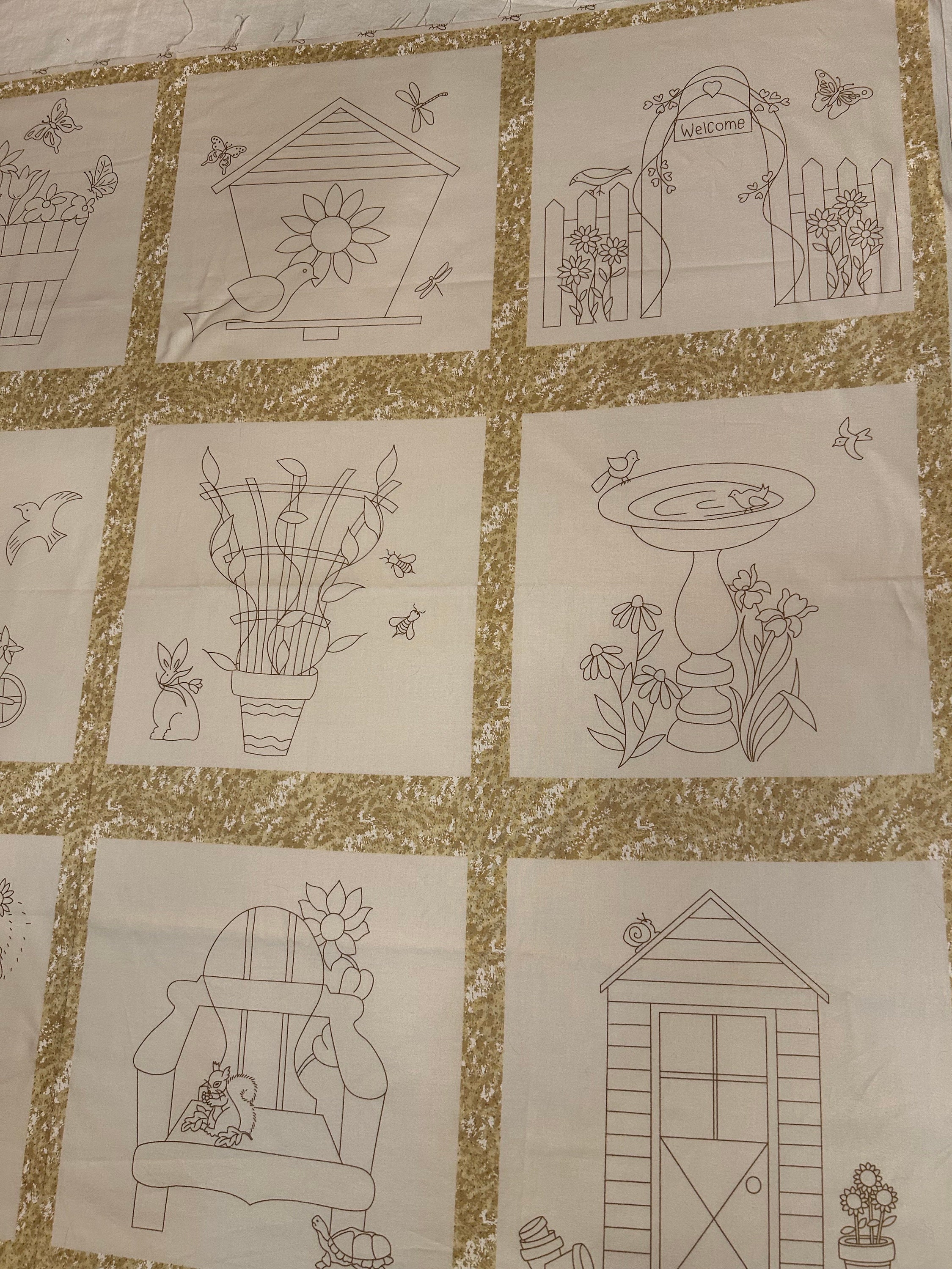 Fabric Panel, MY STITCHERY GARDEN by Renee Fallon for Northcott, Twelve ...