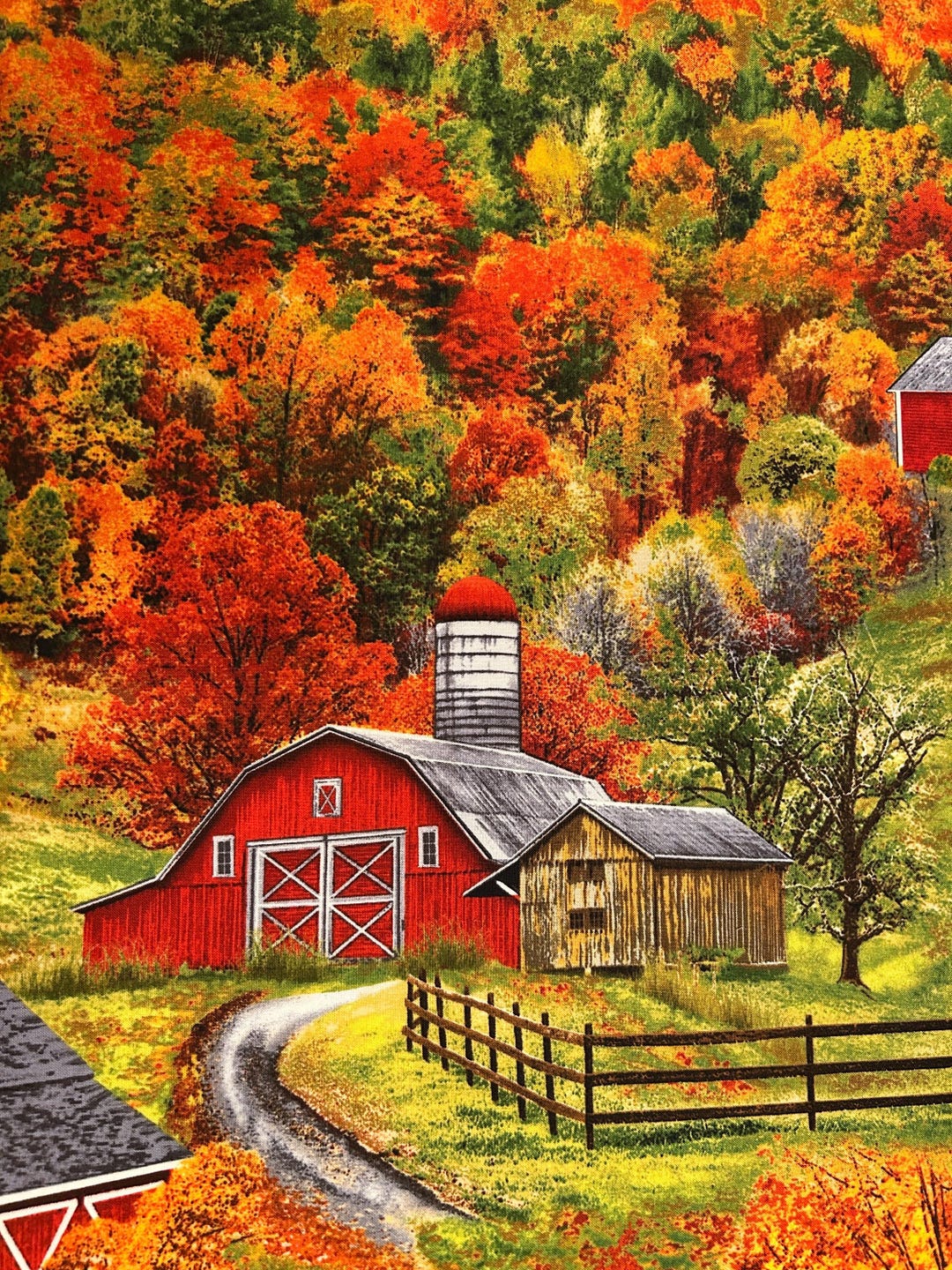 Fall Time Farmland /barns Quilt Fabric Panel by Timeless Treasures ...