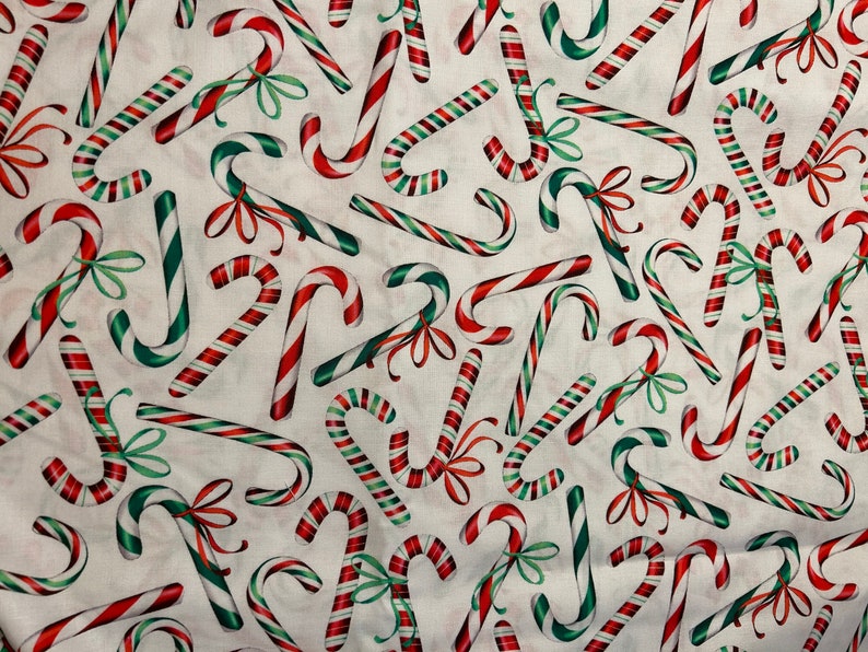 Candy Canes and Bows Cotton Fabric by Greta Lynn for Kanvas - Etsy