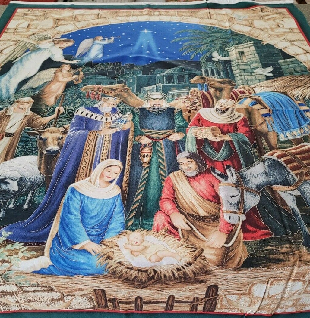 Nativity Fabric Panel Bethlehem by Liz Goodrick Dillon for - Etsy