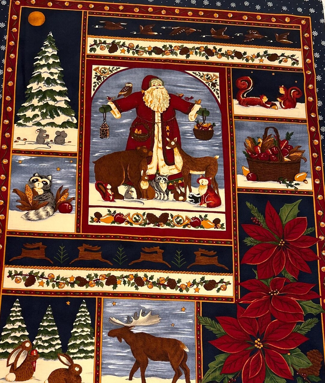 A WOODLAND CHRISTMAS by Deb Strain for Moda, Santa, Reindeer, Wildlife ...