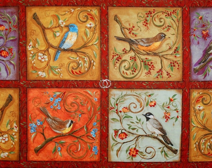 BIRD FABRIC PANEL Nestled in the Branches Square Blocks by Legacy ...