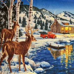 Christmas Cotton Fabric Panel Darrell Bush for Elizabeth Studio 8904 ...