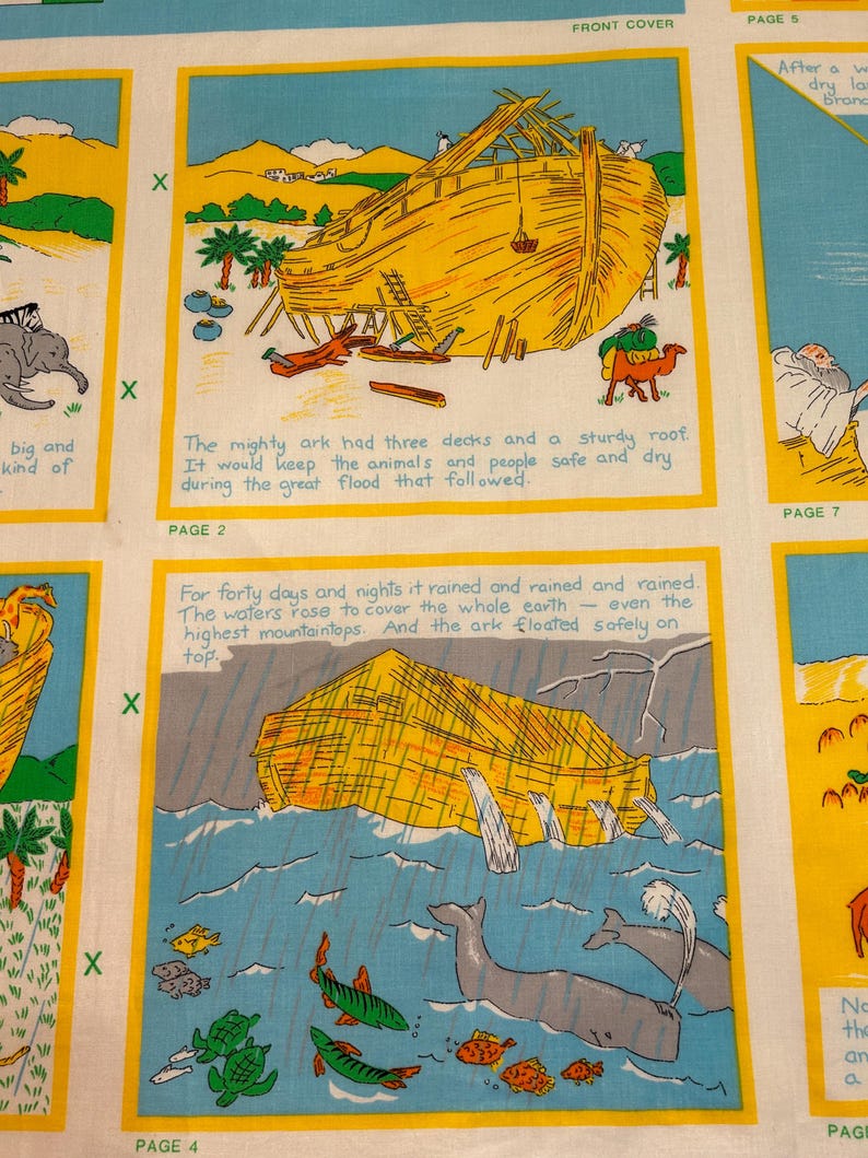 Noah's Ark Fabric Book Panel, Look and Learn, Cut & Sew Child's Soft ...