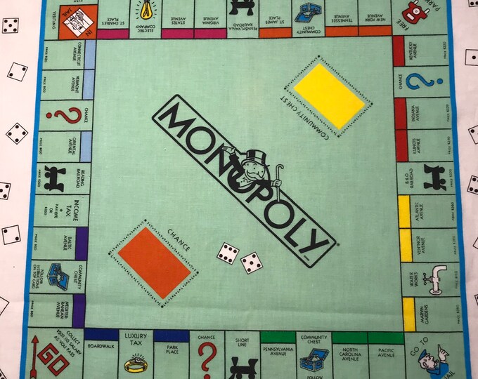 Monopoly Fabric Panel, 1998 Hasbro, Pillow Fabric Panel, 2 Monopoly ...