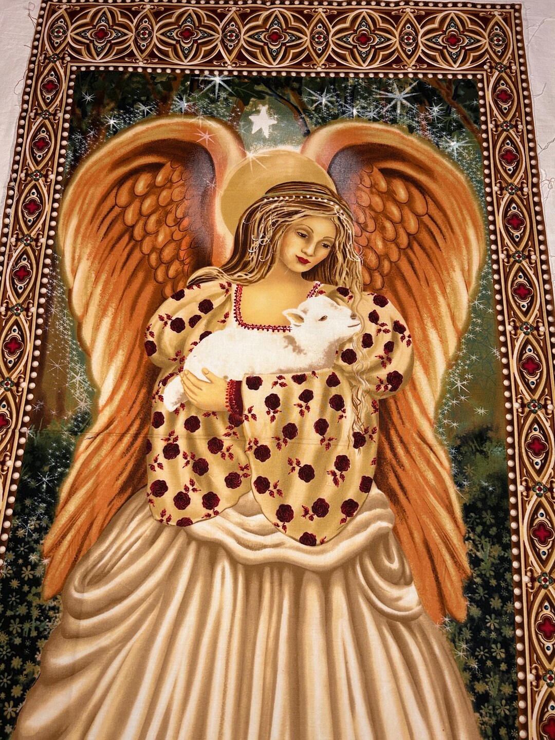 Michael Miller GOLDEN ANGEL Fabric Panel 23.5 " X 43" Cotton Fabric ...