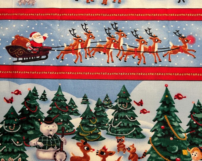 Rudolph the Red Nosed Reindeer Christmas Border Fabric by Quilting ...