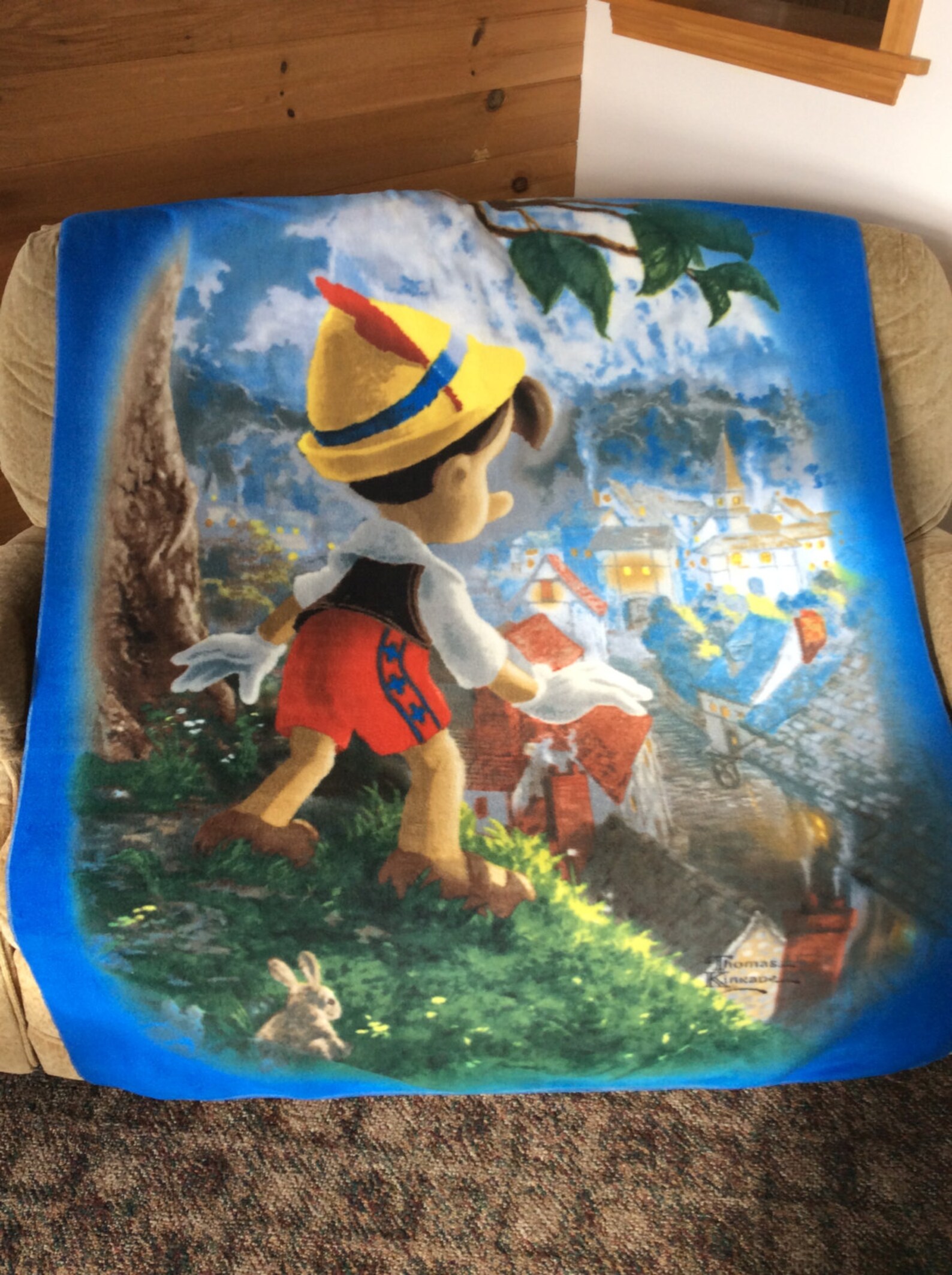 Disney Pinocchio Fleece Blanket Thomas Kincade Design New | Etsy