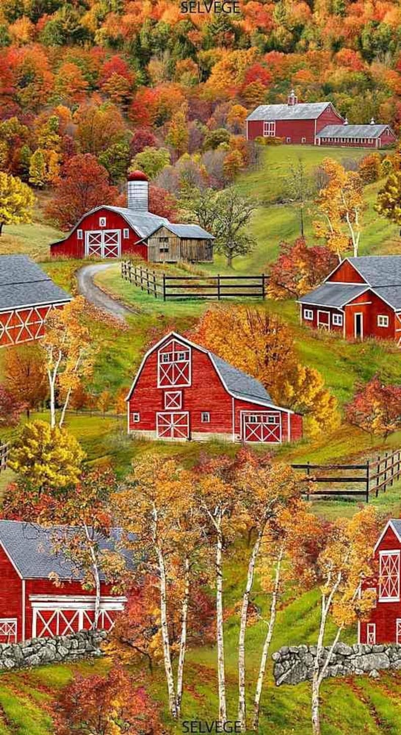 Fall Time Farmland /barns Quilt Fabric Panel by Timeless Treasures ...