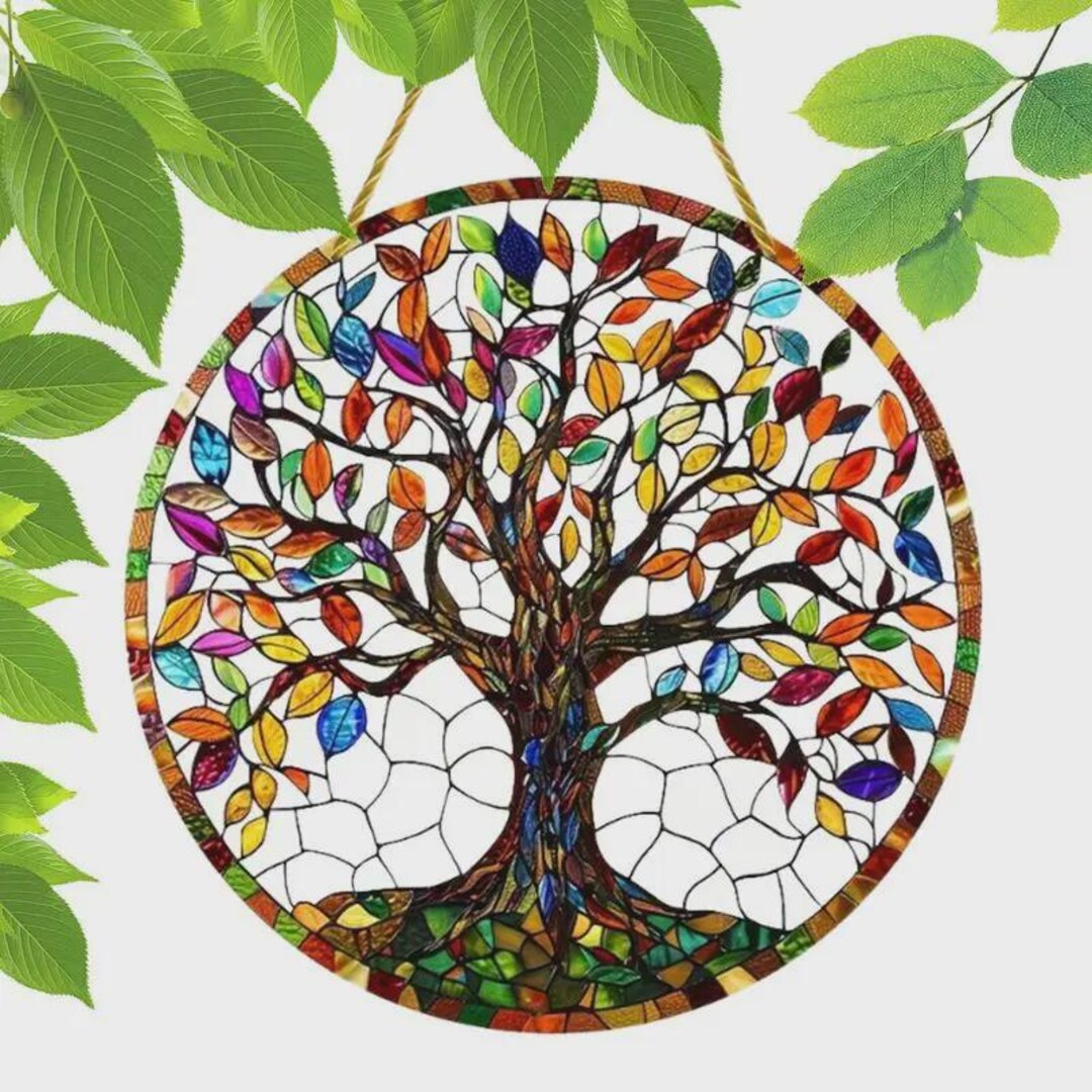 2D Round Stained Glass Sun Catcher - Etsy