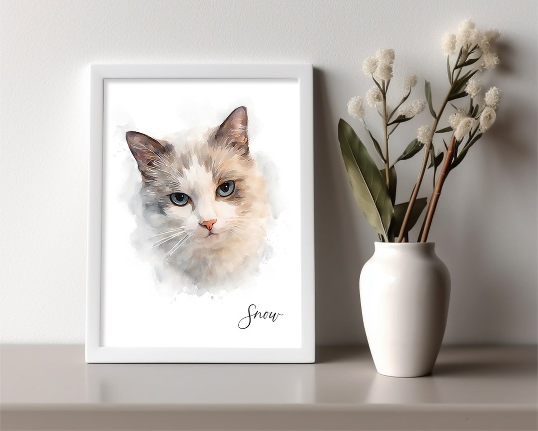 Custom Pet Portrait Watercolor Painting for Pet Owners, Digital Dog/cat ...