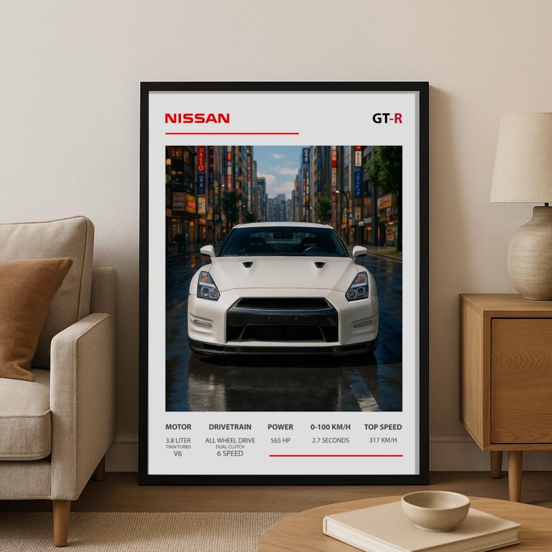 Nissan GT-R Poster, R35 , Car Poster, Wall Decor, Hyper Car Poster ...