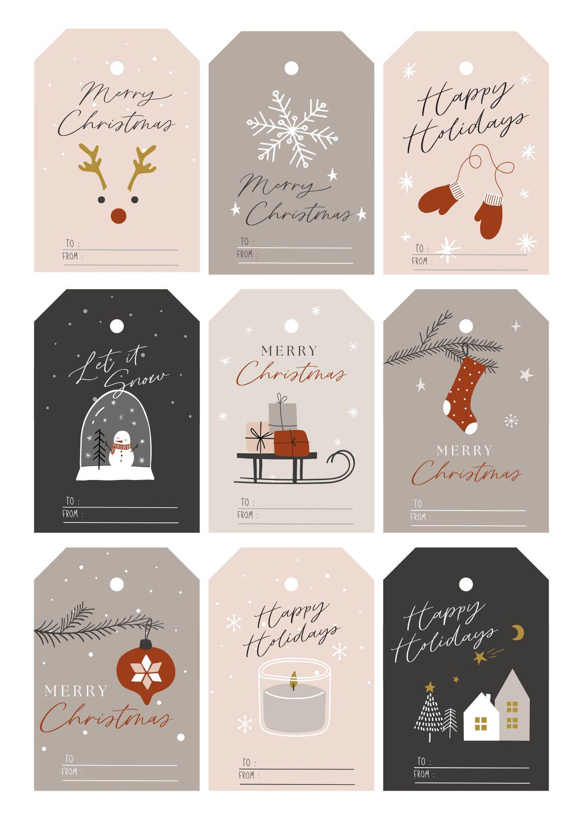 Printable Christmas Gift Tag Set, 9 Designs - Etsy