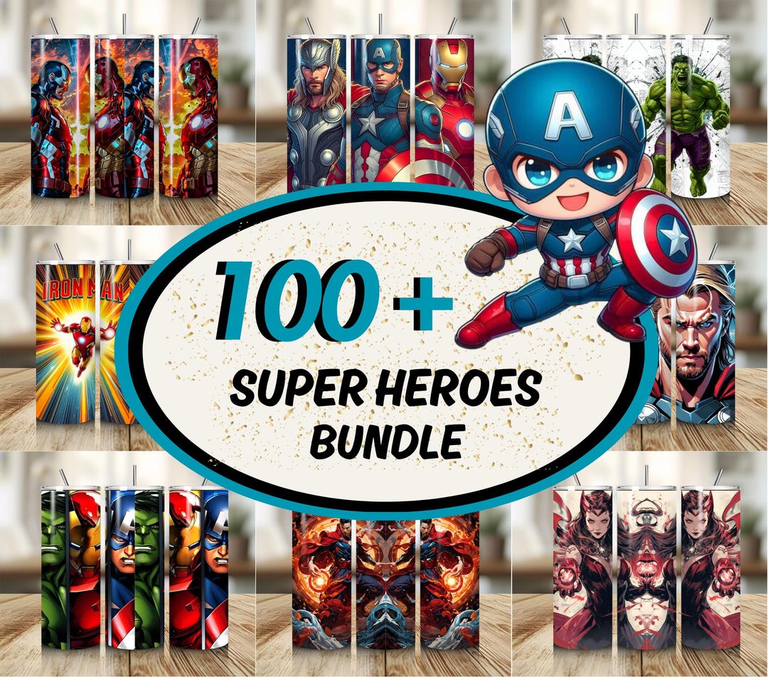100+ Superhero Tumbler Wrap Bundle, Movie Characters Tumbler, Superhero ...