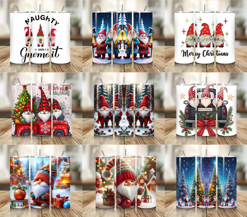 Christmas Gnome Tumbler Wrap Bundle, Sublimation Designs (digital ...