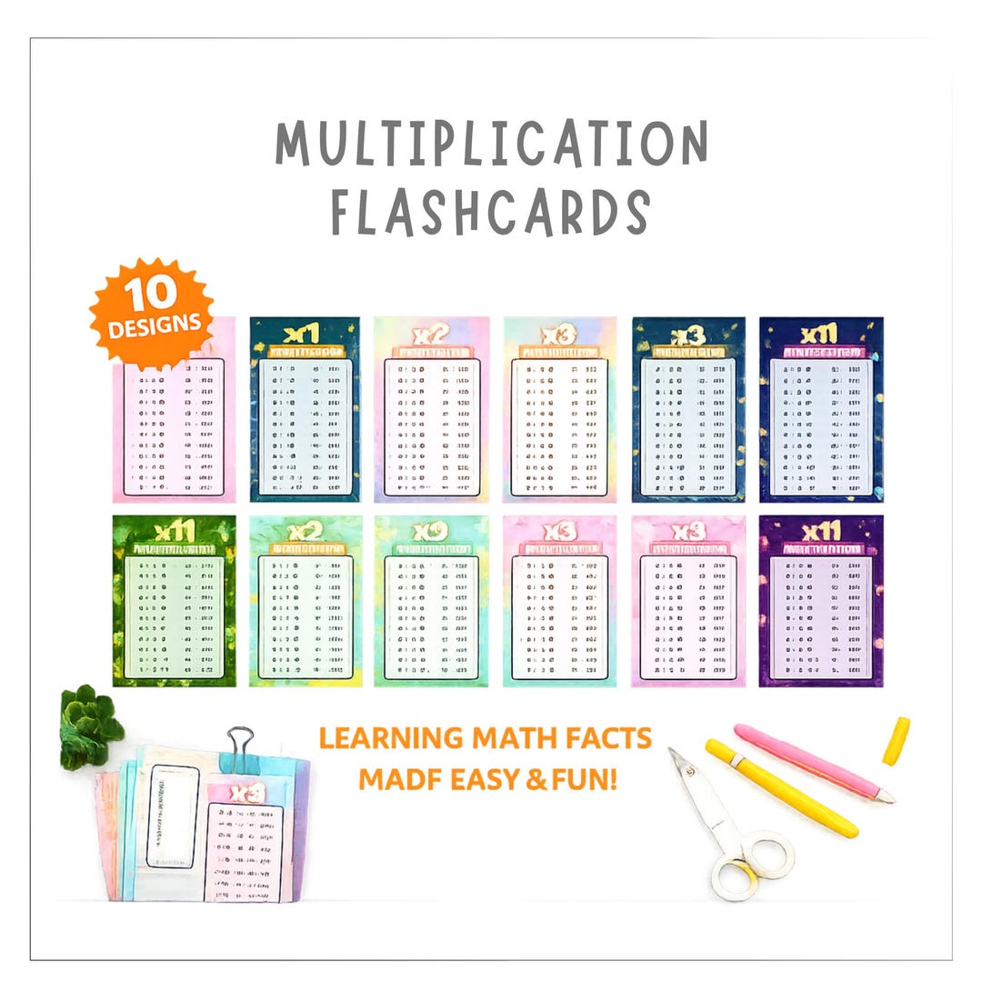 Multiplication Flash Cards | Times Tables 1-11 (printable PDF) - Etsy