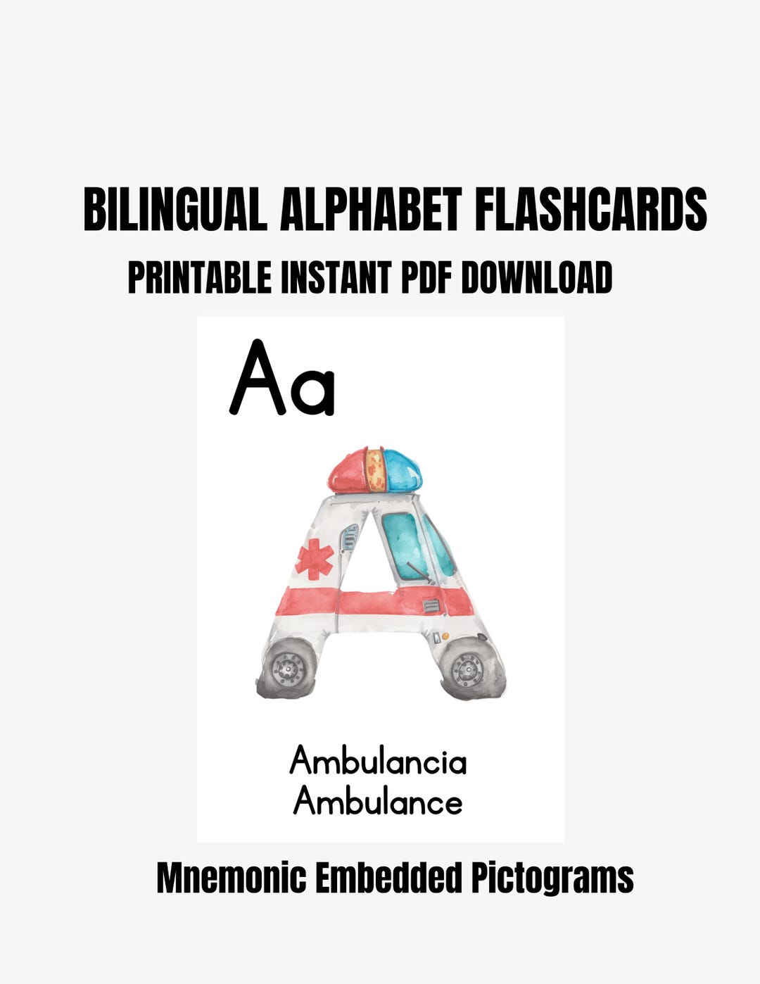 Bilingual Spanish Alphabet Cards|abc Flashcards|watercolor Alphabet ...