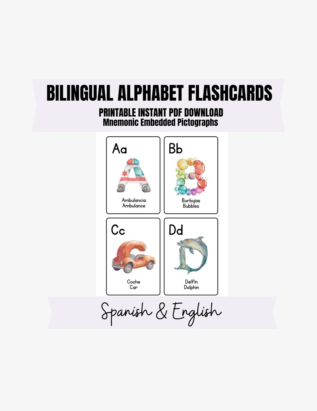 Spanish English Alphabet Flashcards | Bilingual ABC Cards A–Z ...