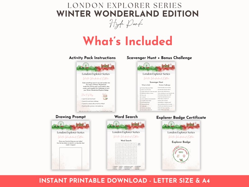 Winter Wonderland London Activity Pack | Scavenger Hunt & Word Search ...