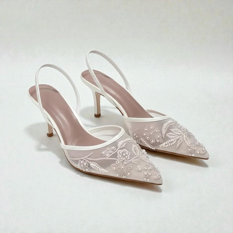 Embroidered Slingback Heels - Etsy