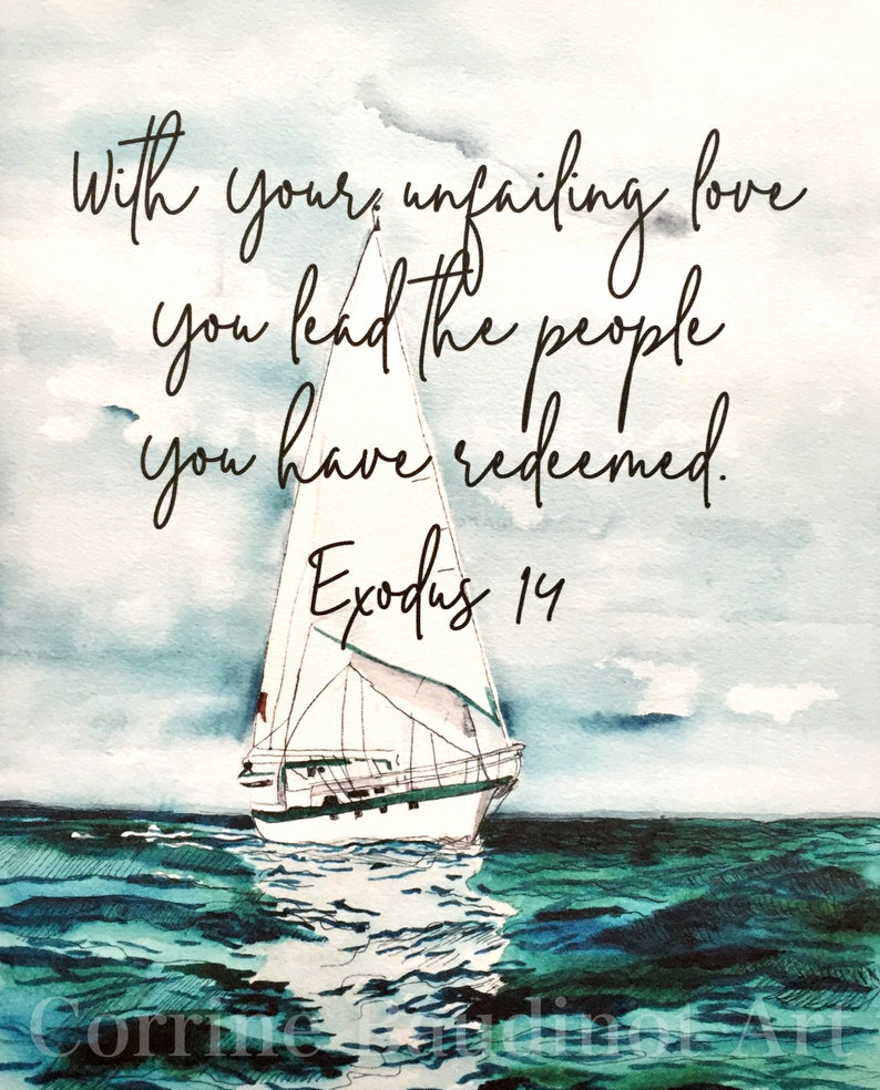 Sailboat Watercolor Print With Verse, Sailboat Art, Scripture Wall Art ...