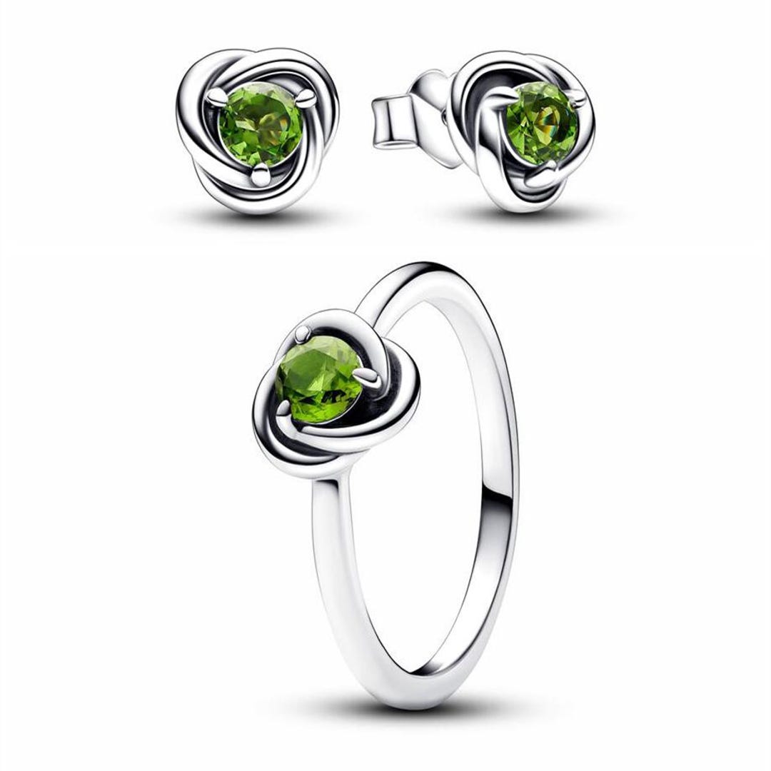 Pandora 925 Sterling Silver August Birthstone Eternity Circle Ring Stud ...