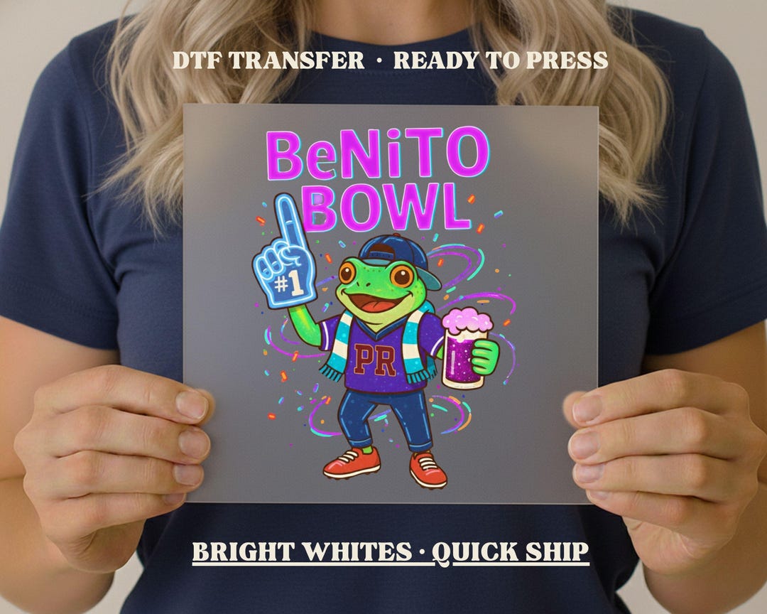 Neon Frog Benito BOWL DTF Transfer Ready to Press, Vibrant Purple ...